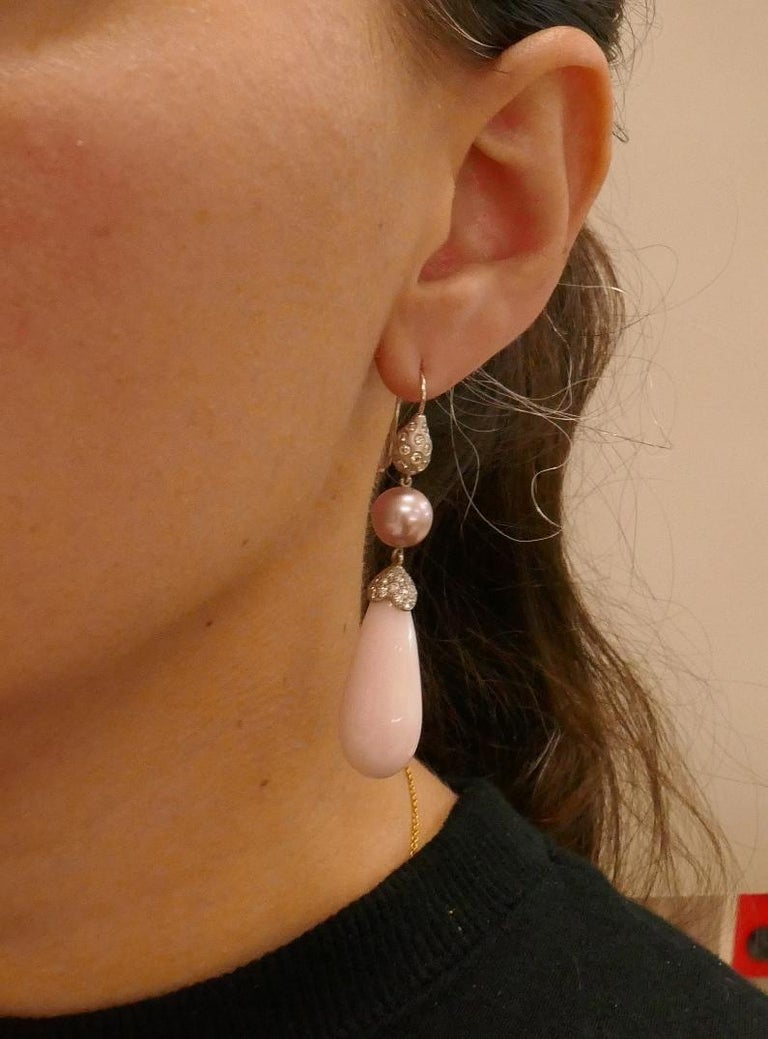 Opal Pearl White Gold Earrings by Donald Huber For Sale at 1stDibs