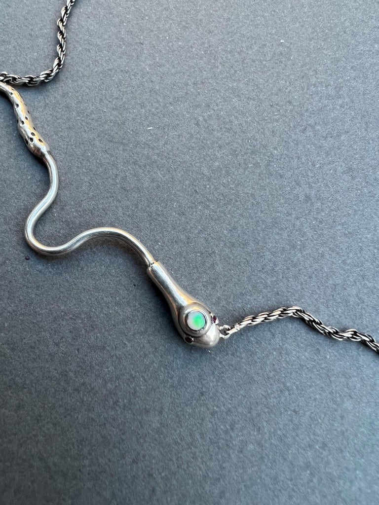 Opal Ruby Snake Necklace Italian Silver Chain J Dauphin For Sale at 1stDibs