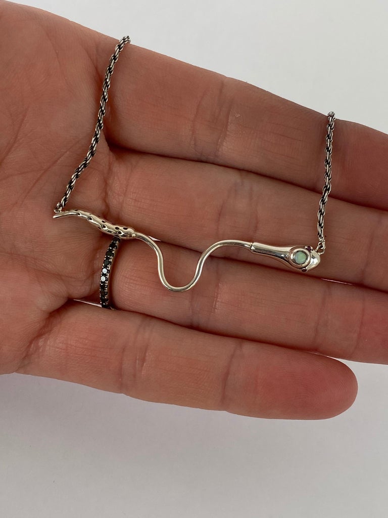 Opal Ruby Snake Necklace Italian Silver Chain J Dauphin For Sale at 1stDibs