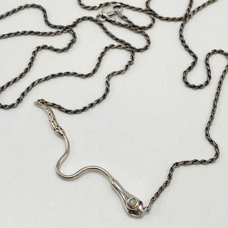 White Diamond Ruby Snake Necklace Italian Silver Chain J Dauphin For ...