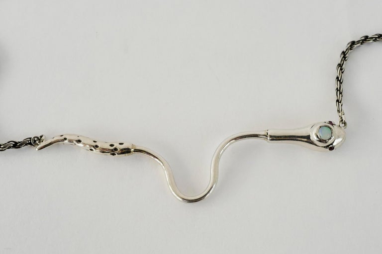 Opal Ruby Snake Necklace Italian Silver Chain J Dauphin For Sale at 1stDibs