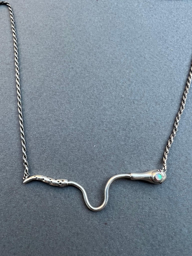 Opal Ruby Snake Necklace Italian Silver Chain J Dauphin For Sale at 1stDibs