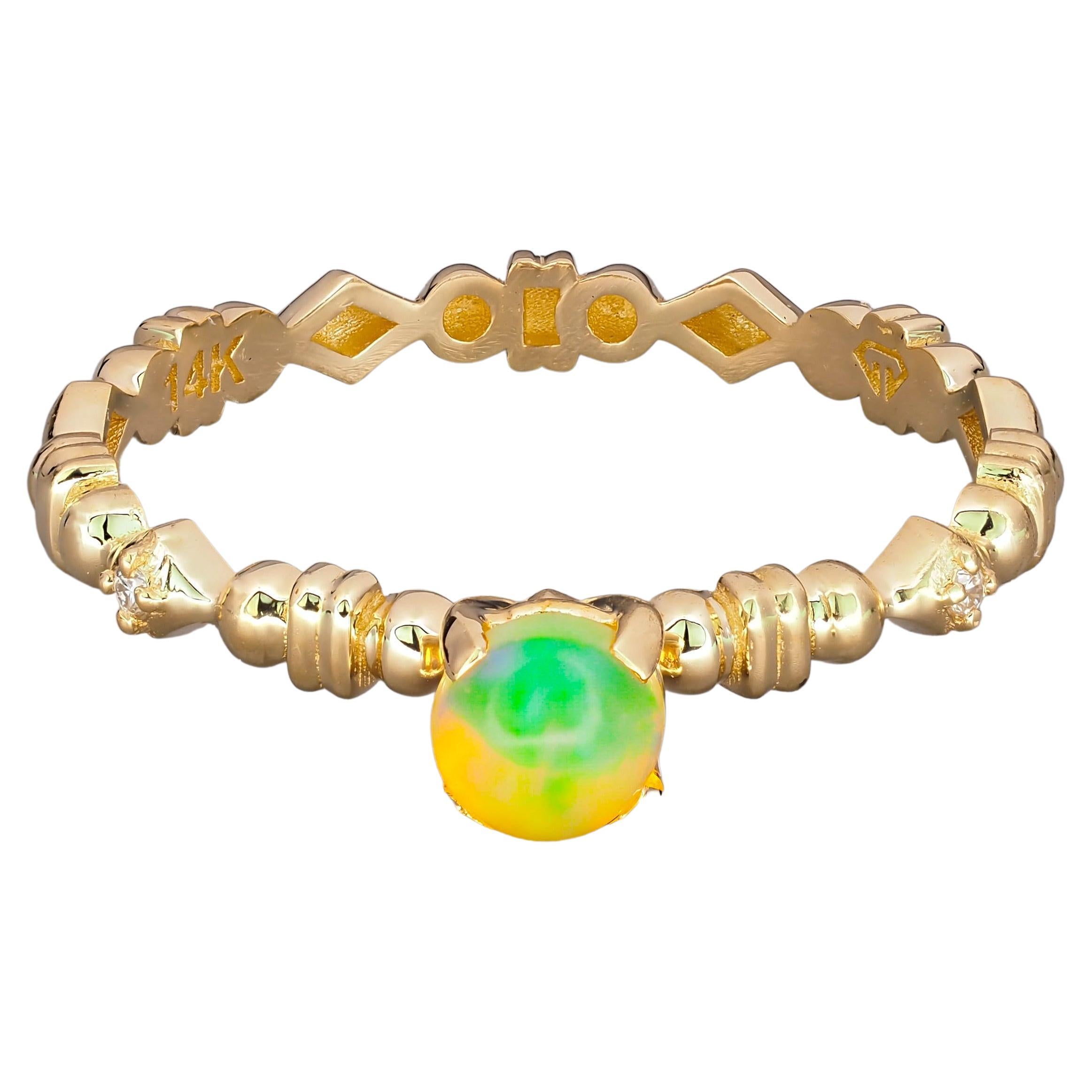 Opal stacking 14k gold ring. For Sale at 1stDibs