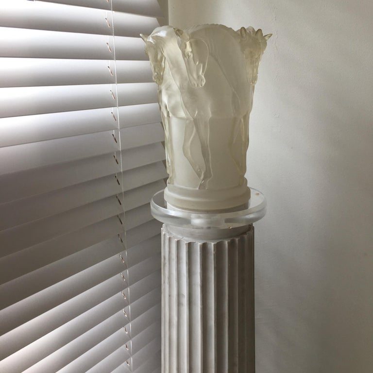 Opalescant Resin Lamp with a Group of Horses, Italy 2002 at 1stDibs