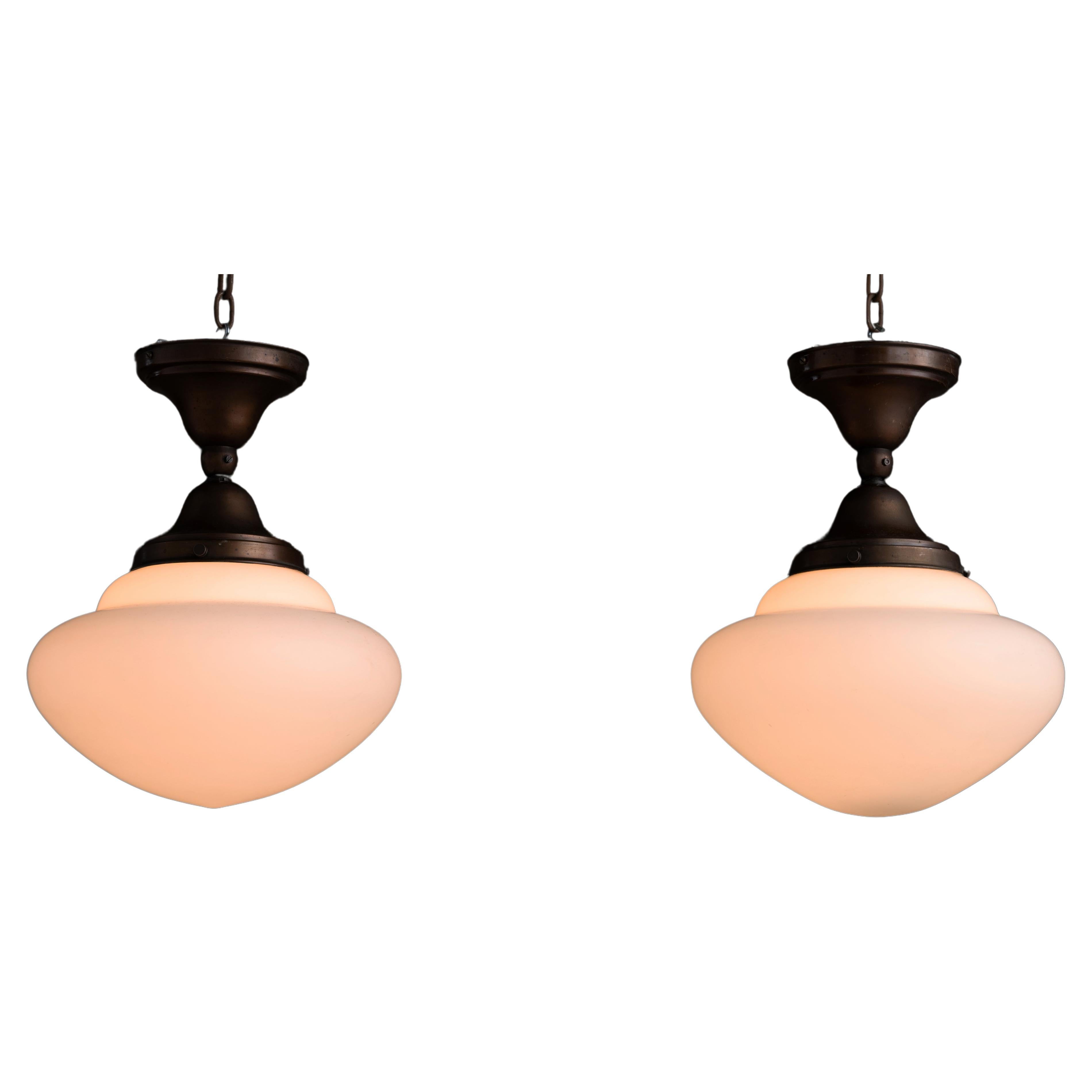 Opaline Ceiling Mount Lights by Körting and Mathiesen, Germany circa ...