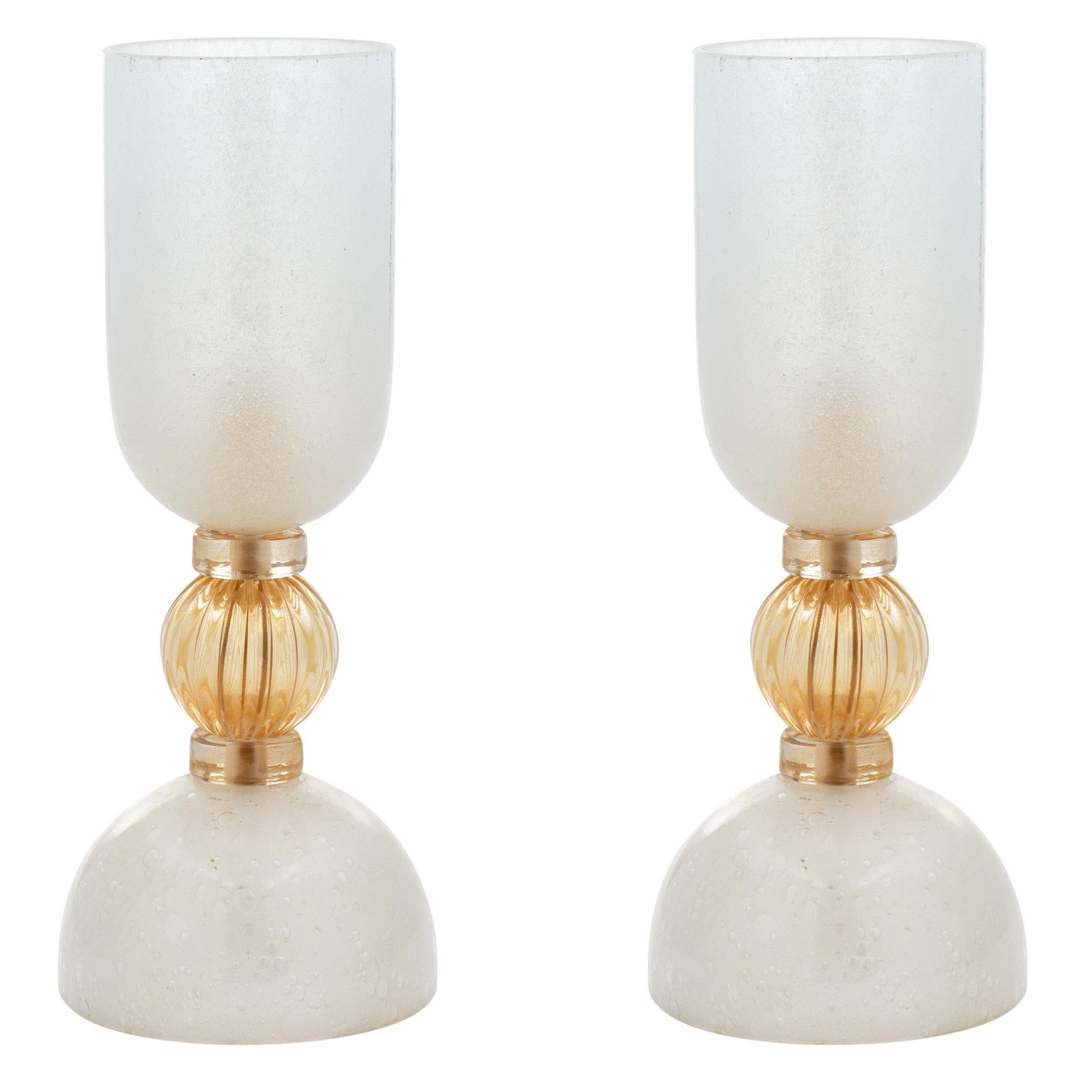 Opaline Murano Glass Urn Lamps at 1stDibs