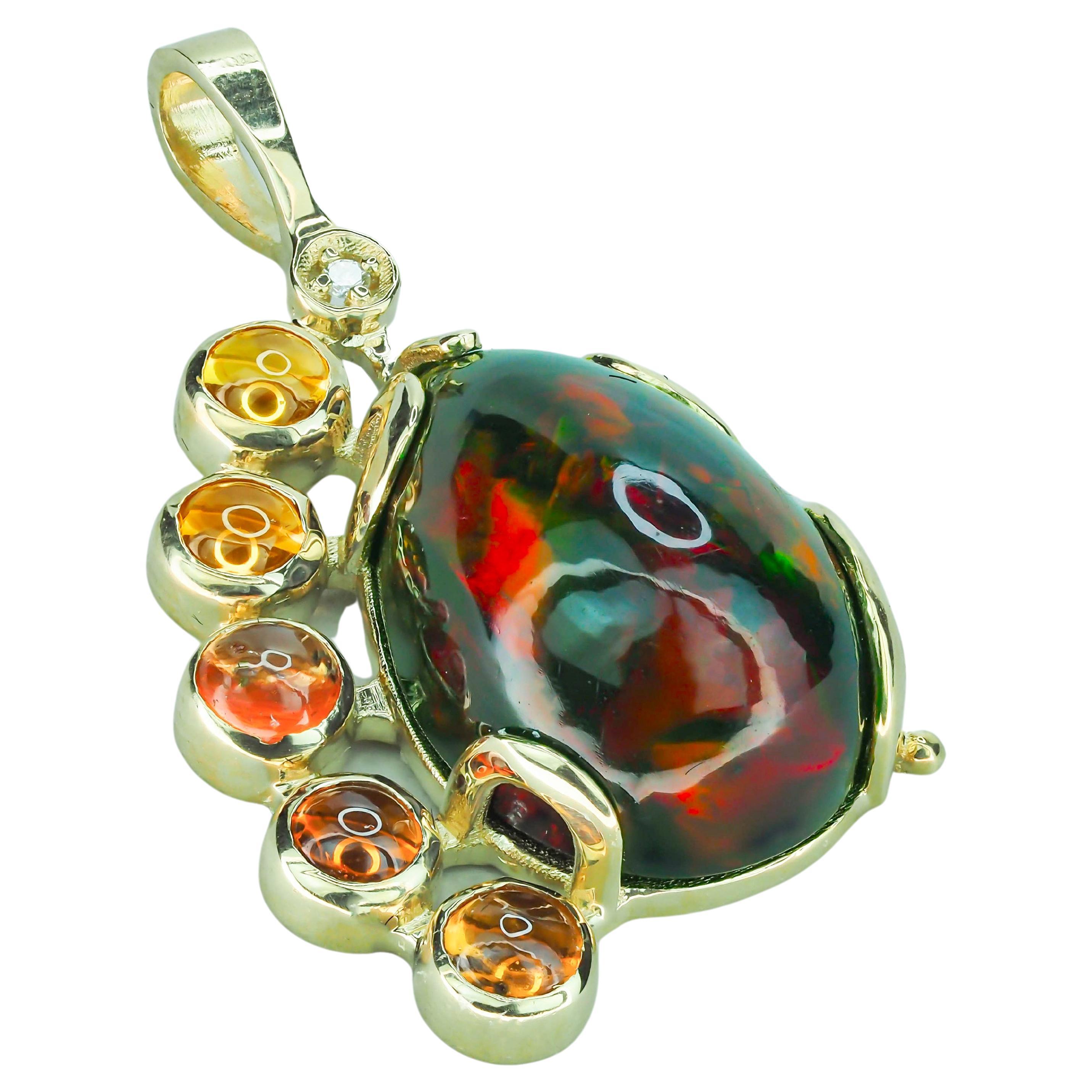 Opal and Diamond Pendant For Sale at 1stDibs