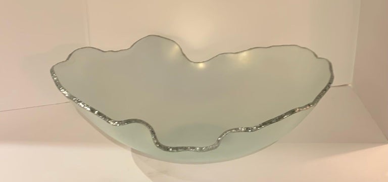 Opaque with Silver Edges Free Form Glass Bowl, Brazil, Contemporary For ...