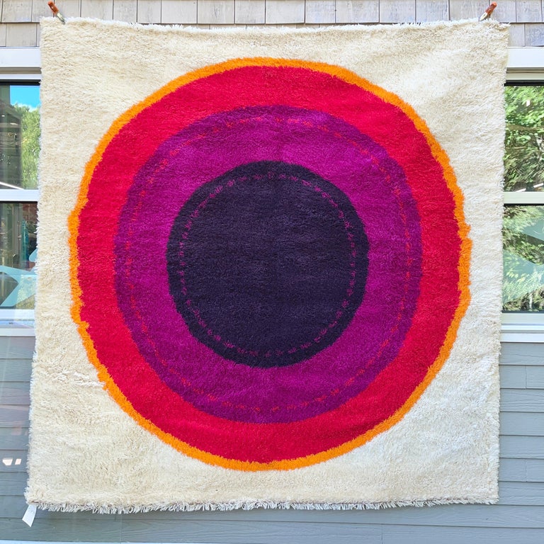 OpArt Danish Rya Bullseye Rug For Sale at 1stDibs | danish rya rug