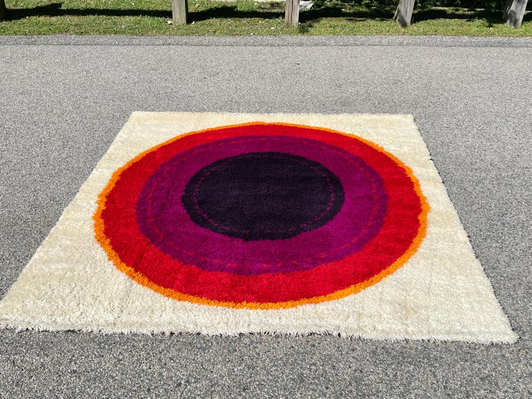 OpArt Danish Rya Bullseye Rug For Sale at 1stDibs | danish rya rug