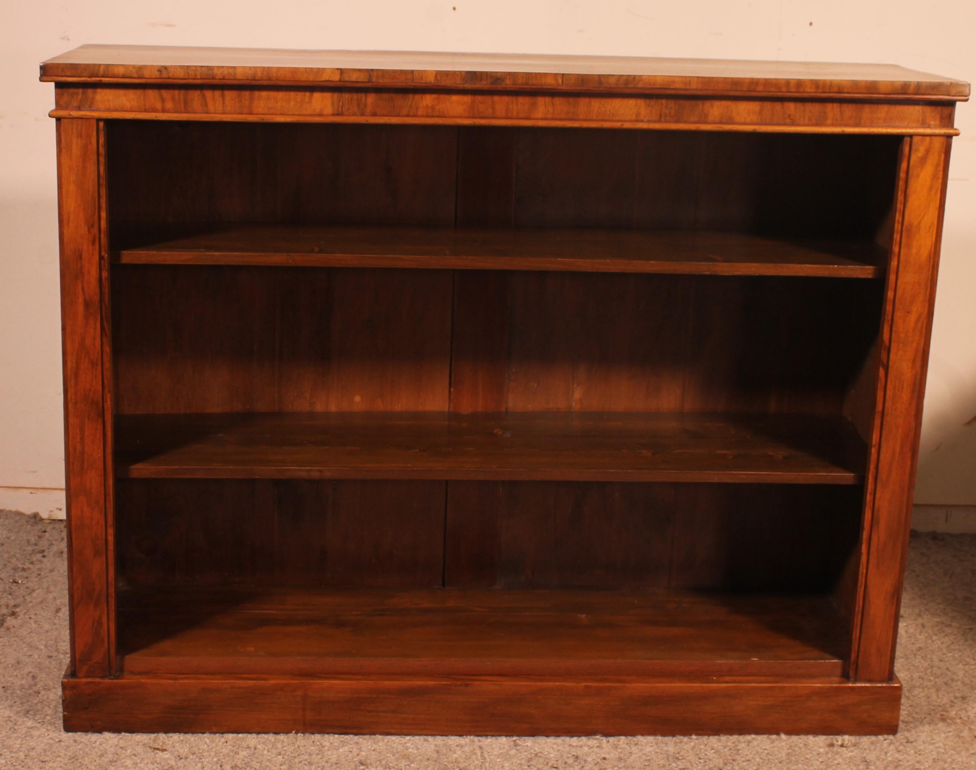 Open Bookcase in Blond Walnut 19th Century-England at 1stDibs