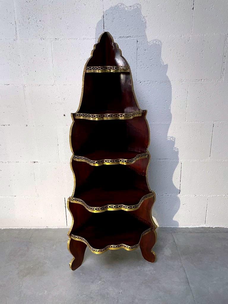 Open Corner Shelf on Feet, Solid Rosewood and Rosewood Veneer, 19th ...