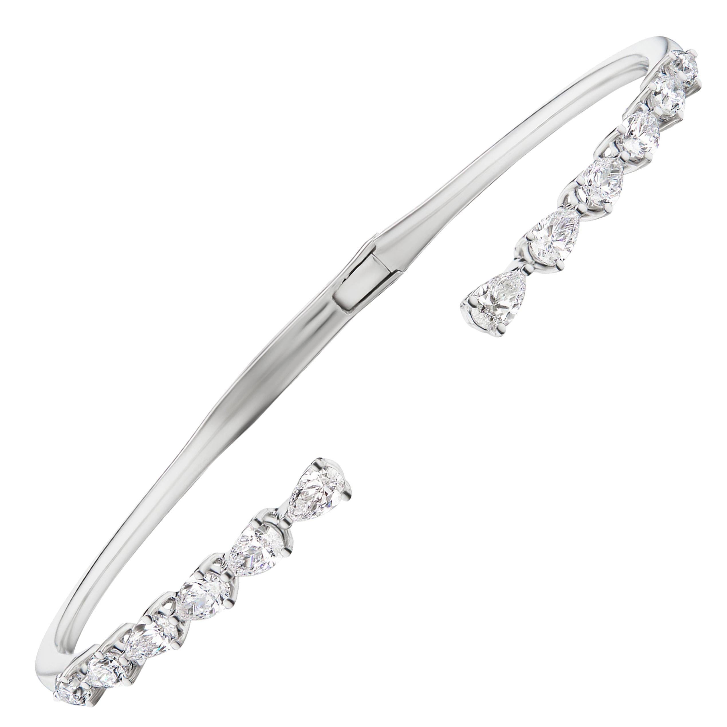 18 Karat Open End Bangle with Two Baroque Pearls in White with Yellow ...