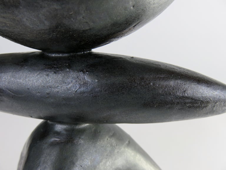 Open Curved-Top Black Ceramic TOTEM, Elliptical Center, Tripod Legs ...