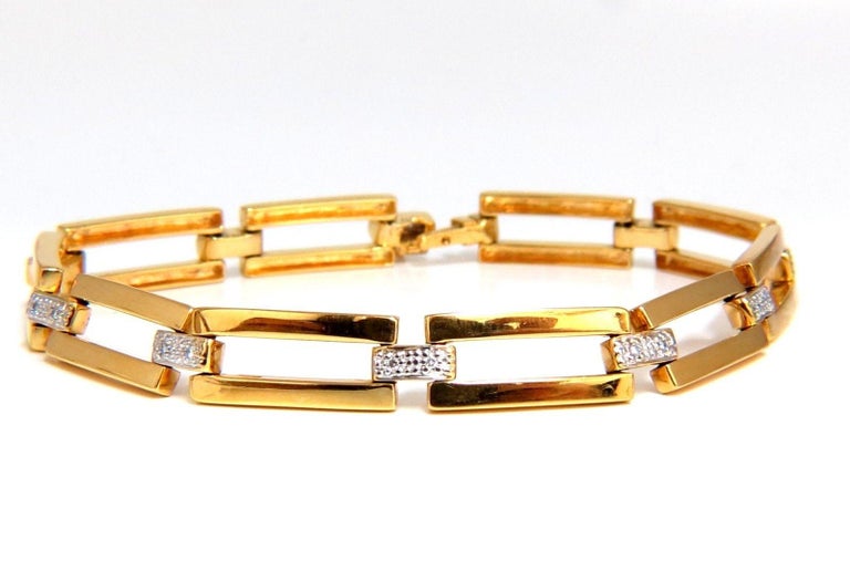 Open Rectangular Link .20 Carat Diamond Bracelet 14 Karat For Sale at ...