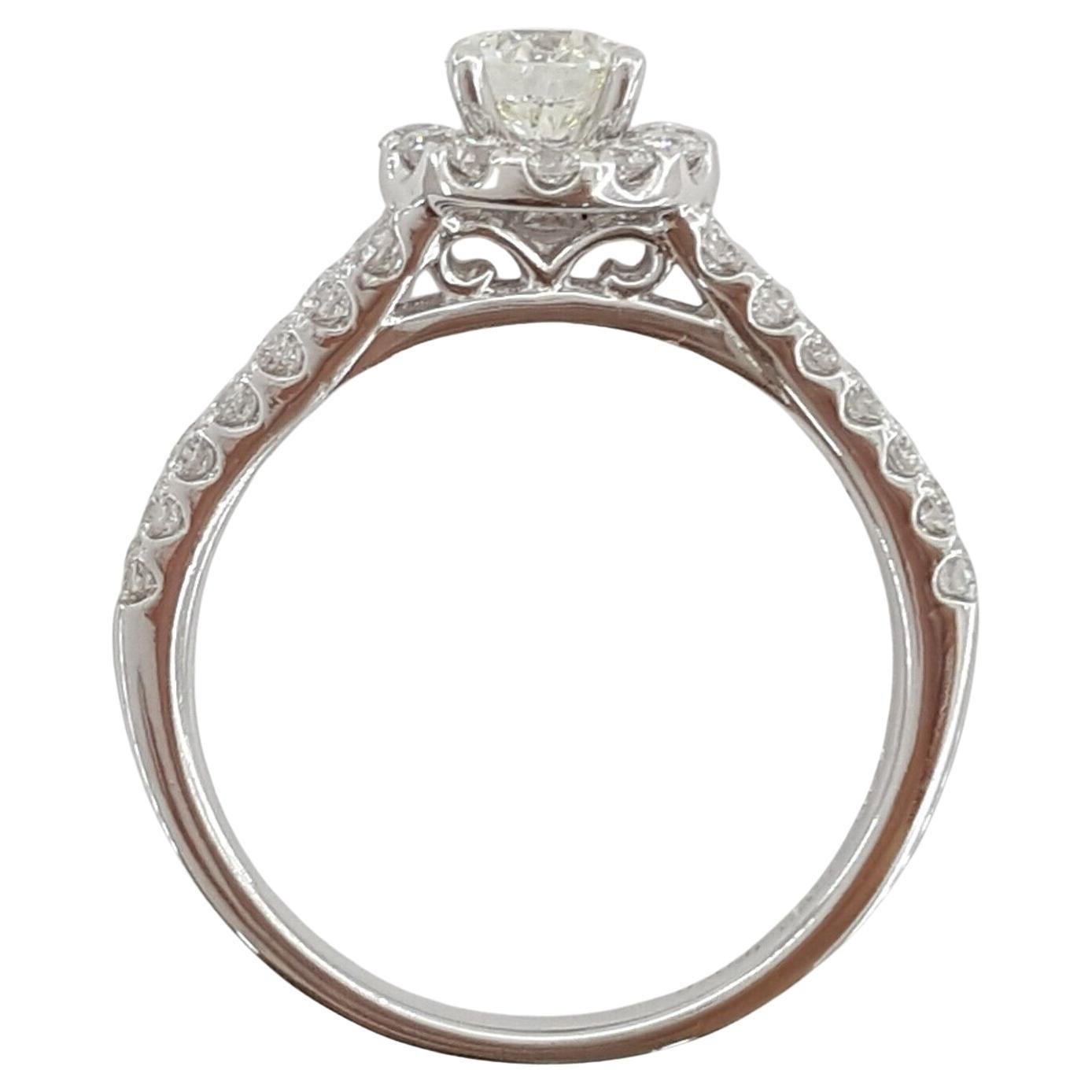 Open Shank Pave Round Brilliant Cut Diamond Solitaire Ring For Sale at ...