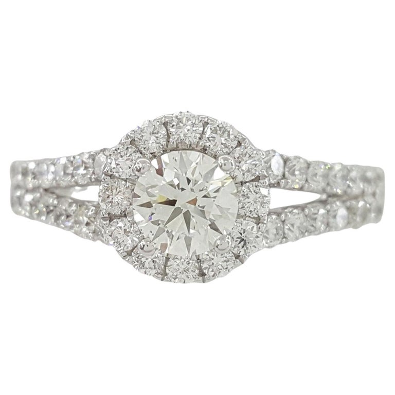 Open Shank Pave Round Brilliant Cut Diamond Solitaire Ring For Sale at ...