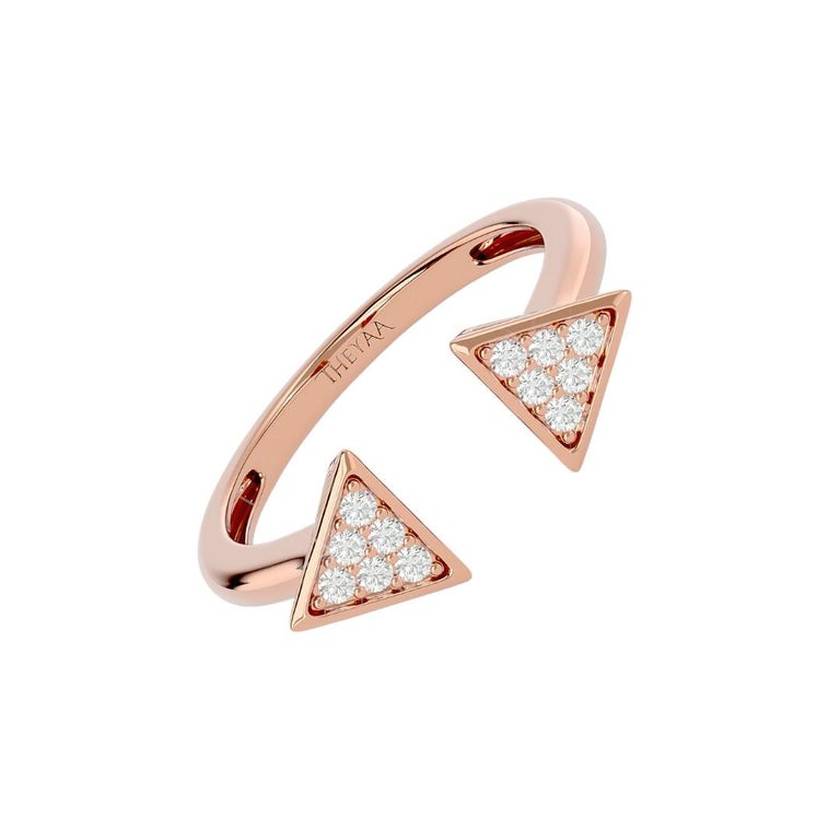 Open Triangle Diamond Ring in 18 Karat Gold For Sale at 1stDibs