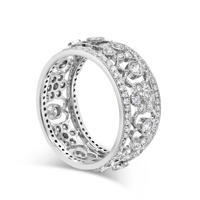 Roman Malakov, Open Work Round Diamond Antique-Style Floral Motif Ring ...