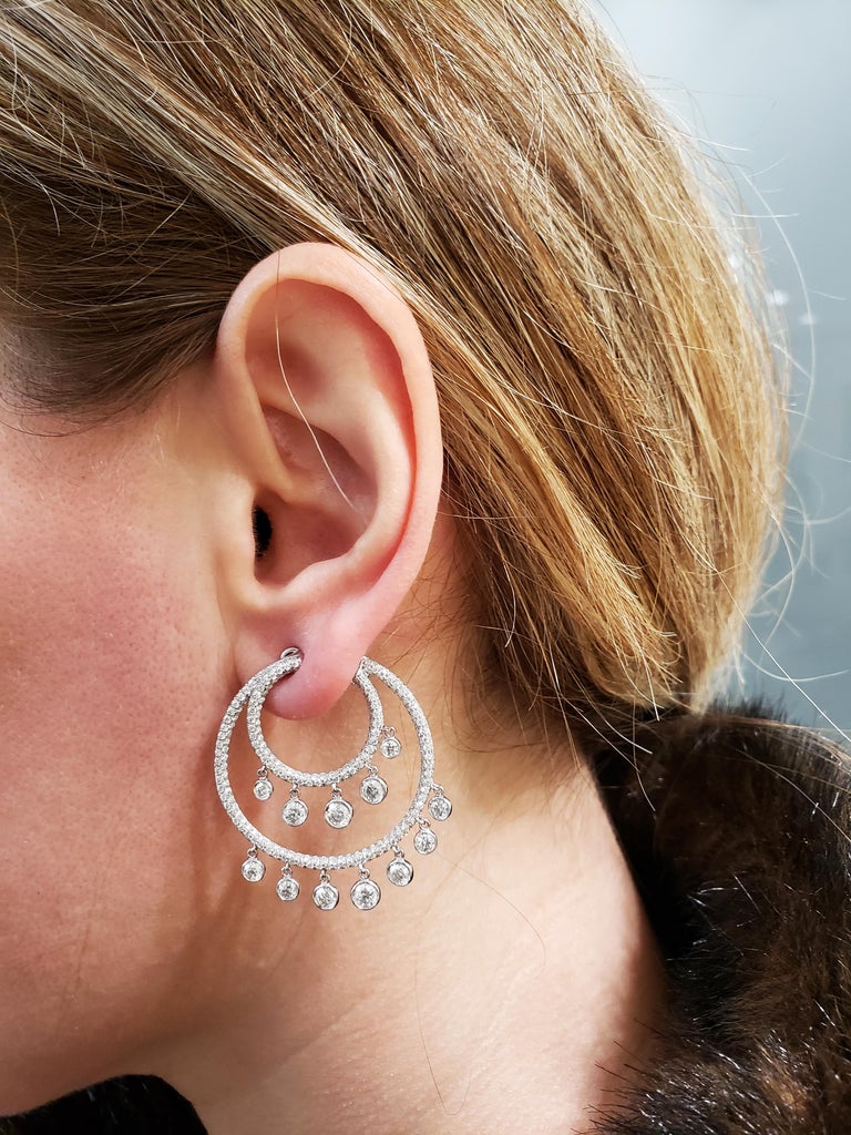 Open Work Round Diamond Chandelier Earrings For Sale at 1stDibs