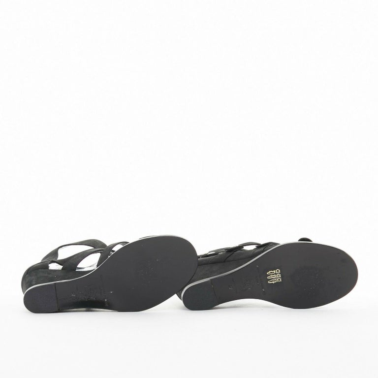 OPENING CEREMONY black leather strappy snap button wedge sandal shoes ...