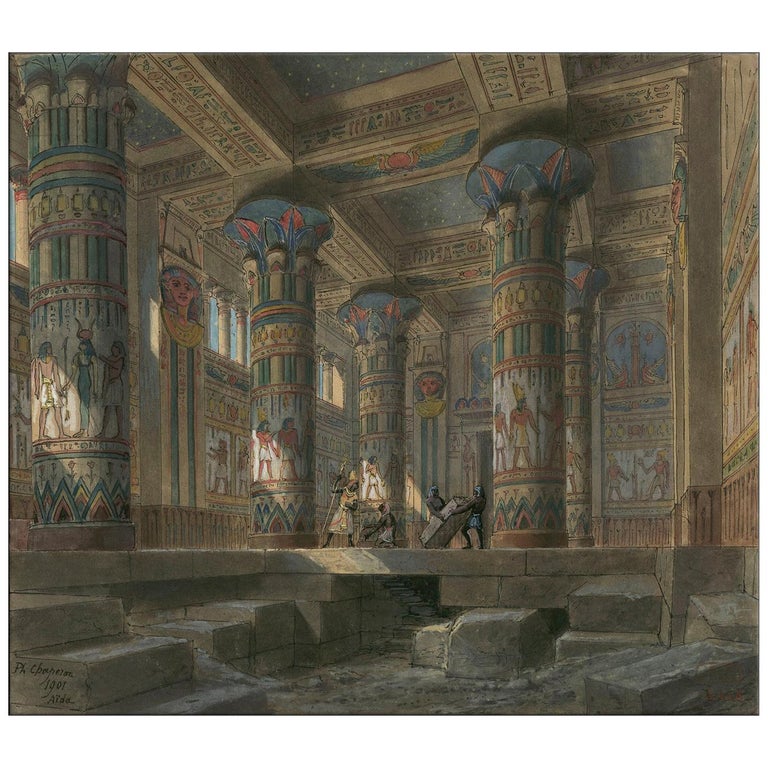 Opera Aida Set Design, after Belle Époque Drawing by Philippe Chaperon ...