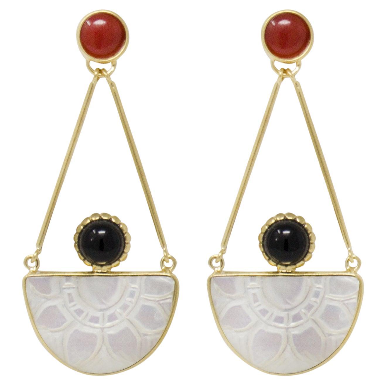 Lilith Gold Vermeil Pink Cameo And Pearl Stud Earrings For Sale at 1stDibs
