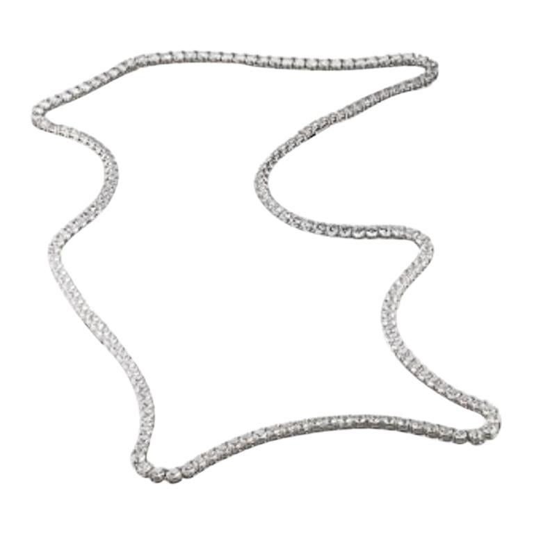 Opera Length 70.60 Carat Round Diamond Tennis Necklace For Sale at 1stDibs