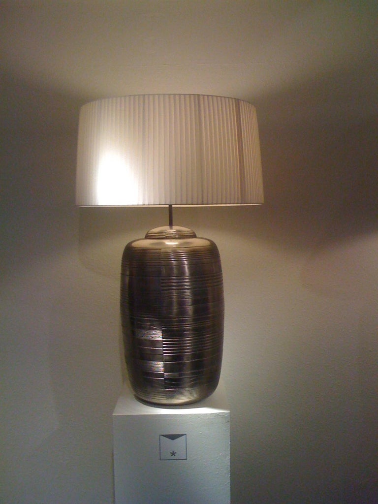 OPIO. Table Lamp in Aged Nickel, Modern Art Deco Design Handmade. Shade ...