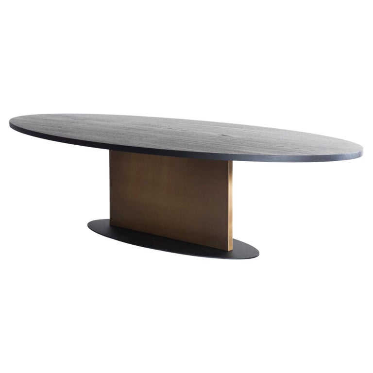 Opium Oval Table with Brass Detail by Van Rossum For Sale at 1stDibs