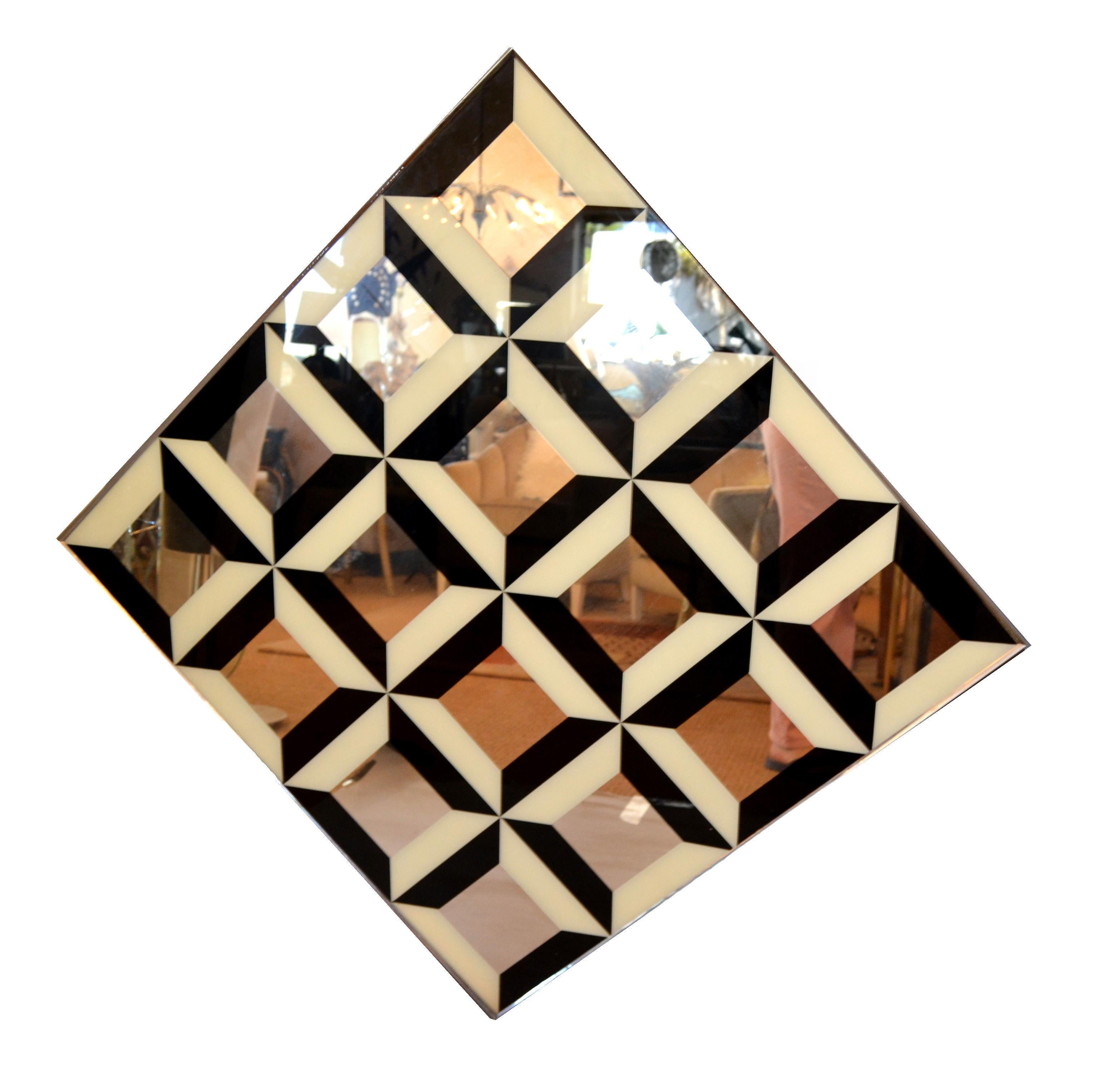 Optical Illusion Diamond Pop Art Mirror in the Style of Verner Panton ...