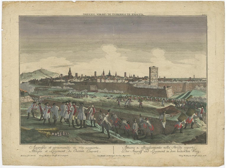 Optical View Depicting the Siege of Barcelona, Spain, ca.1765 For Sale ...