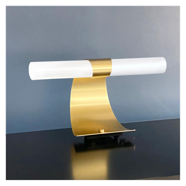 OPUS Desk Lamp in Brushed Brass and Opaque Glass For Sale at 1stDibs