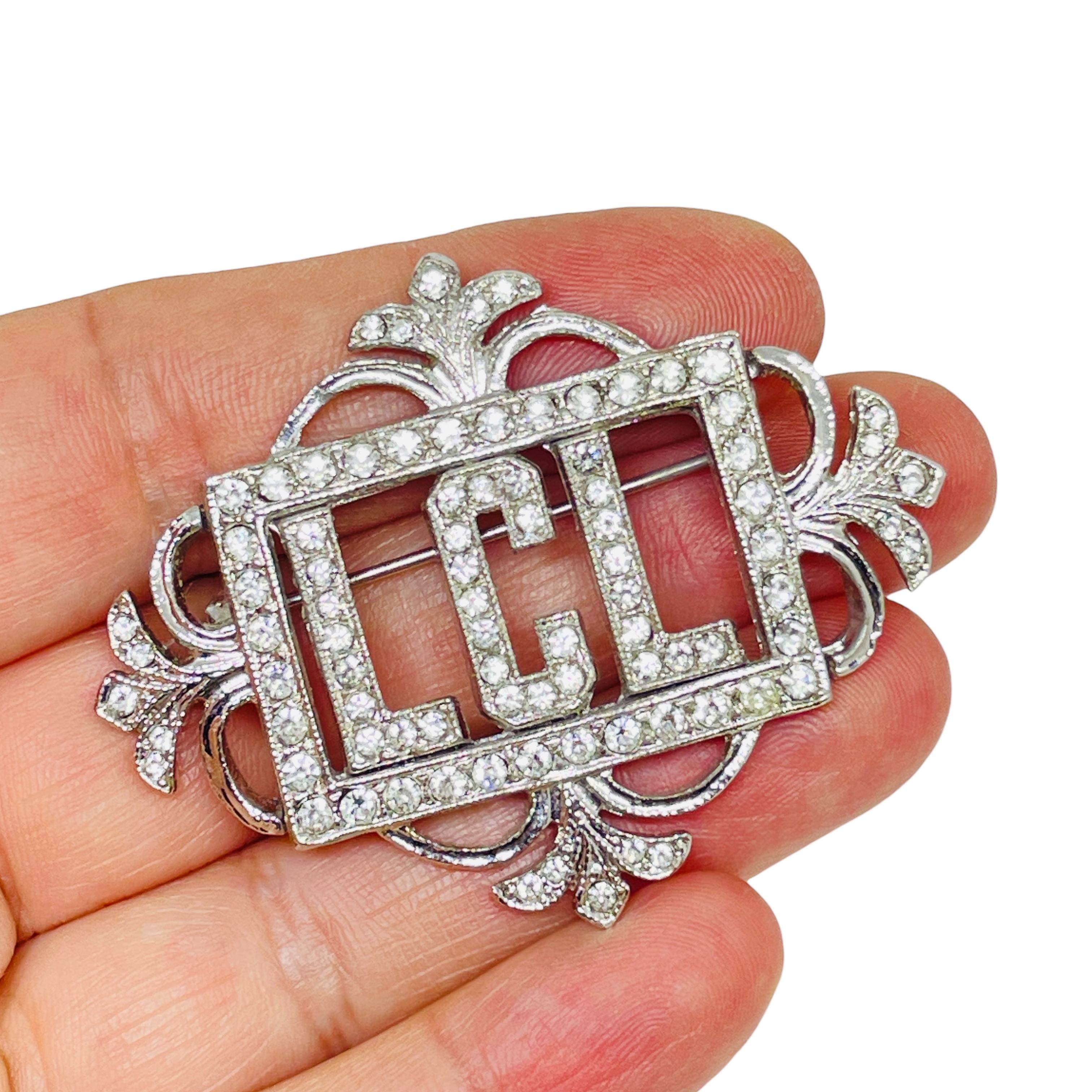 ORA signed vintage silver tone rhinestones designer brooch For Sale at ...