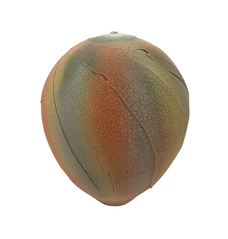 Orange and Blue Textured Hand Made Earthenware Vase, Contemporary, USA ...