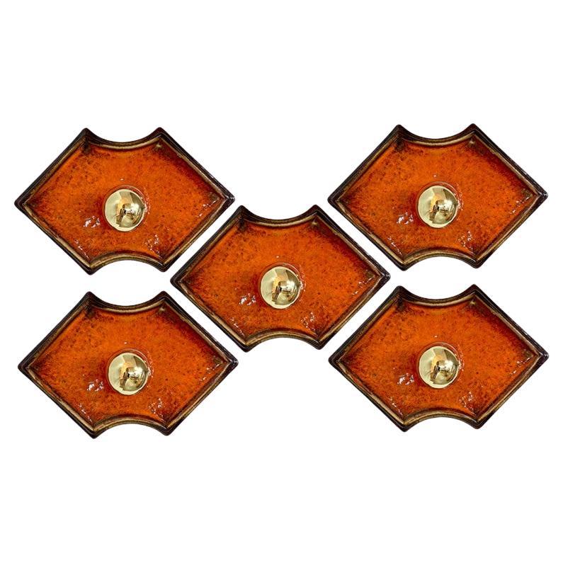 Orange and Brown Ceramic Wall Lights/Flush Mounts Ceramic, Germany ...