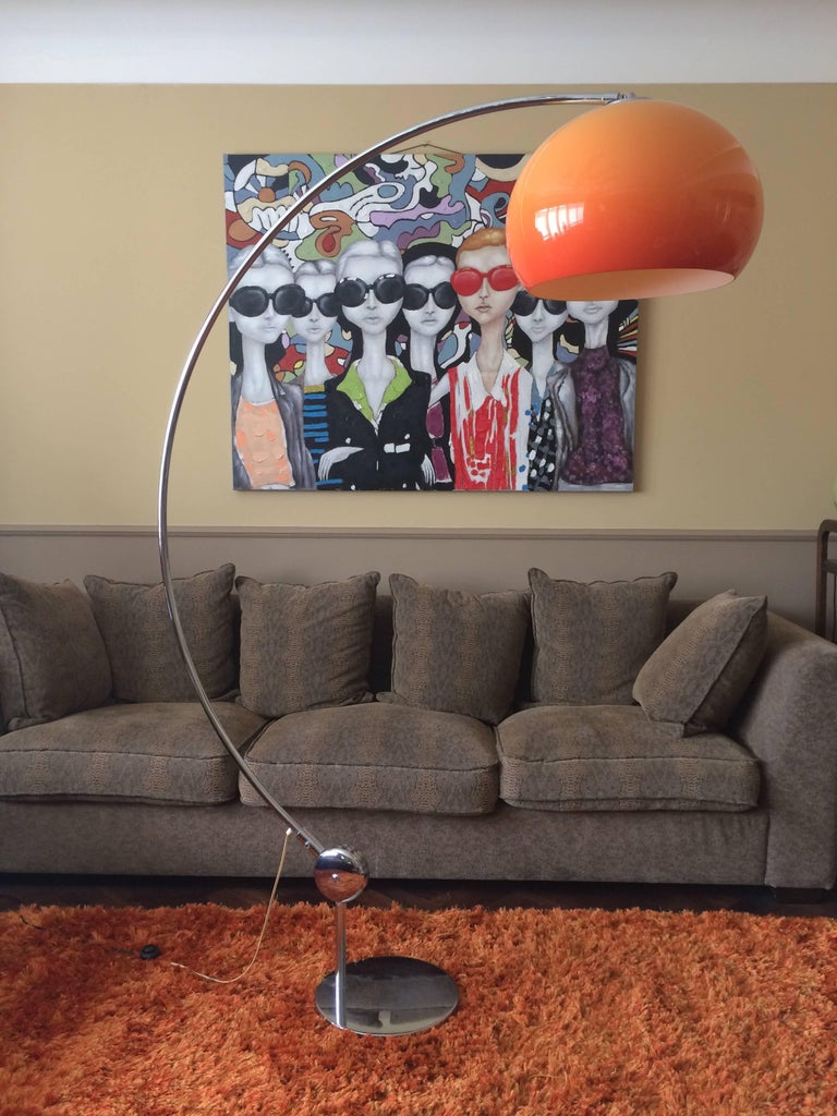 Orange Arc Floor Lamp Guzzini Italy Midcentury at 1stDibs | guzzini arc ...