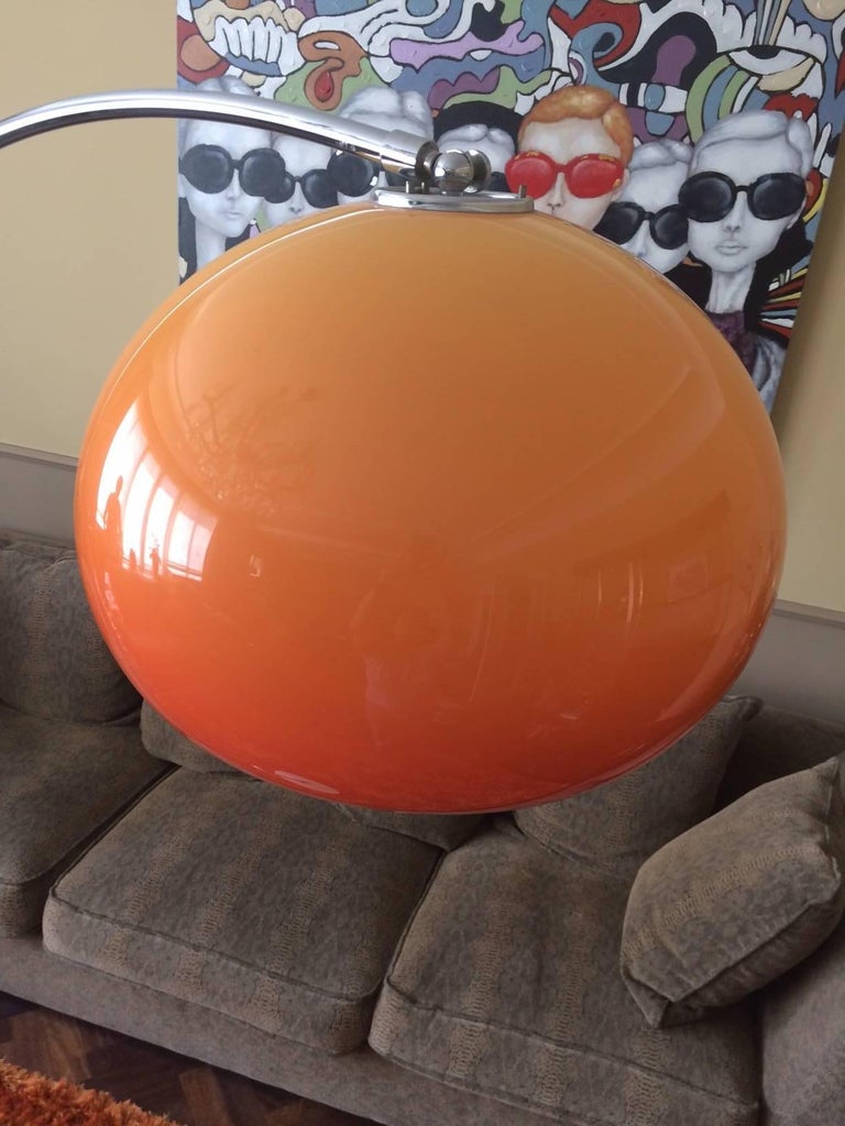 Orange Arc Floor Lamp Guzzini Italy Midcentury at 1stDibs | guzzini arc ...