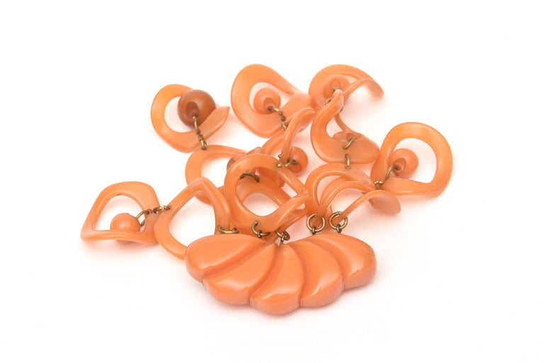 Orange Bakelite Geometric Dangler Pin Brooch Rare Vintage For Sale at ...