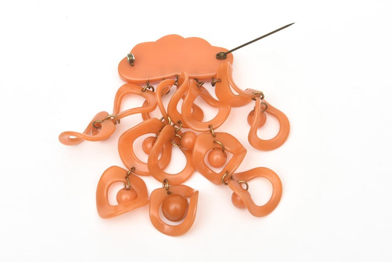 Orange Bakelite Geometric Dangler Pin Brooch Rare Vintage For Sale at ...