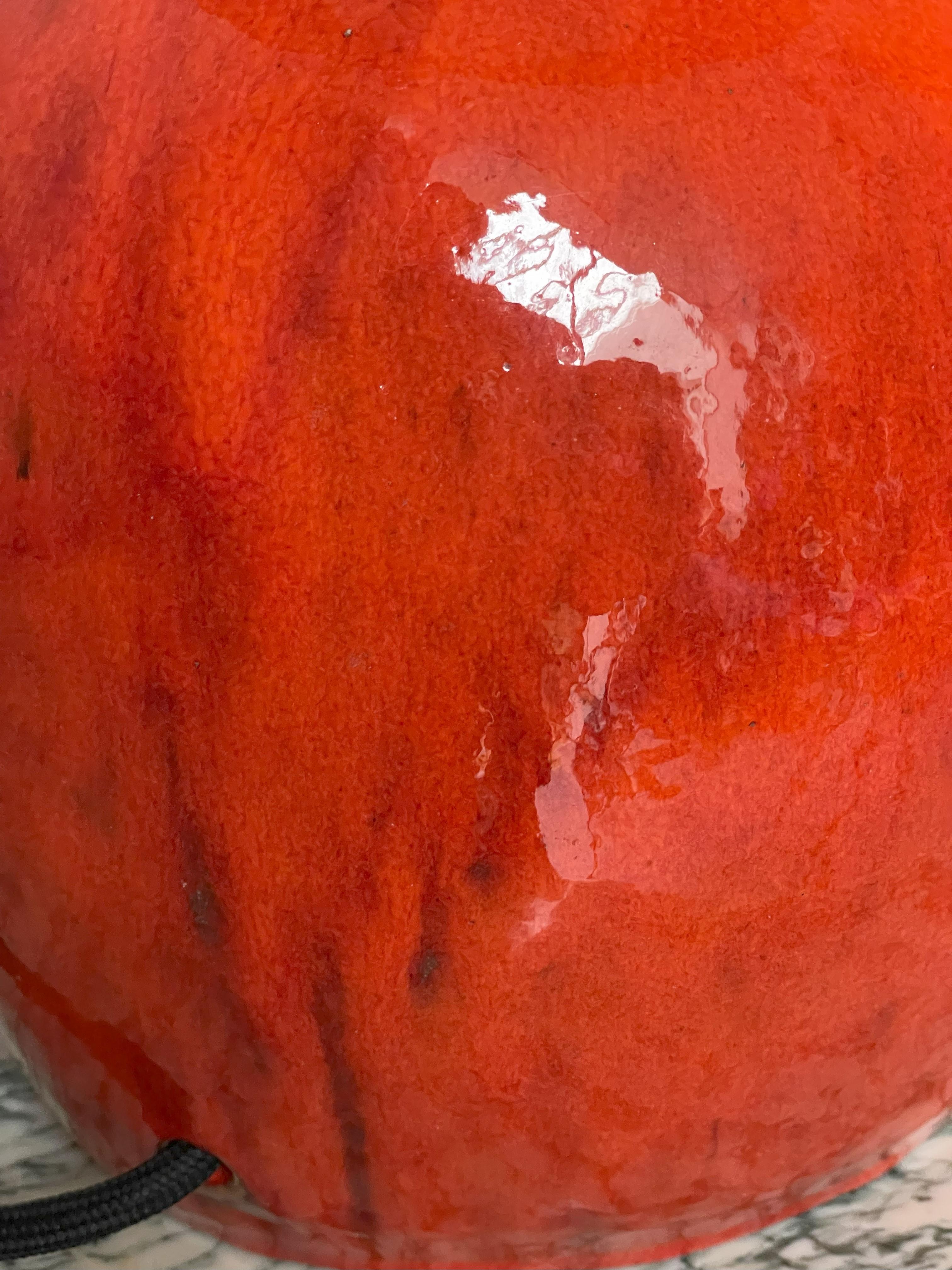 Orange Ceramic Table Lamp, 1970s For Sale at 1stDibs
