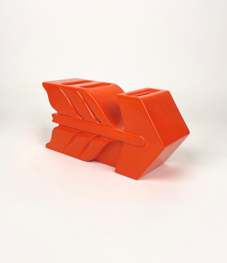 Orange Ceramic Vase Enzo Bioli for Il Picchio, Italy 1970s For Sale at ...