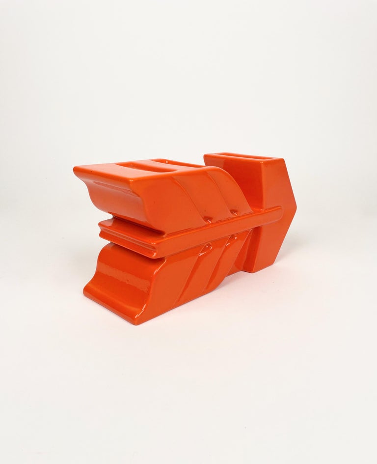 Orange Ceramic Vase Enzo Bioli for Il Picchio, Italy 1970s For Sale at ...