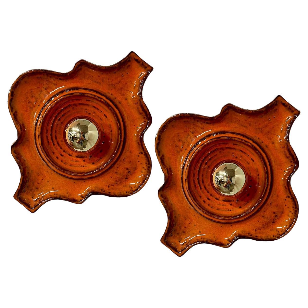 Gold Hex-shaped Star Ceramic Wall Lights, Germany, 1970 For Sale at 1stDibs