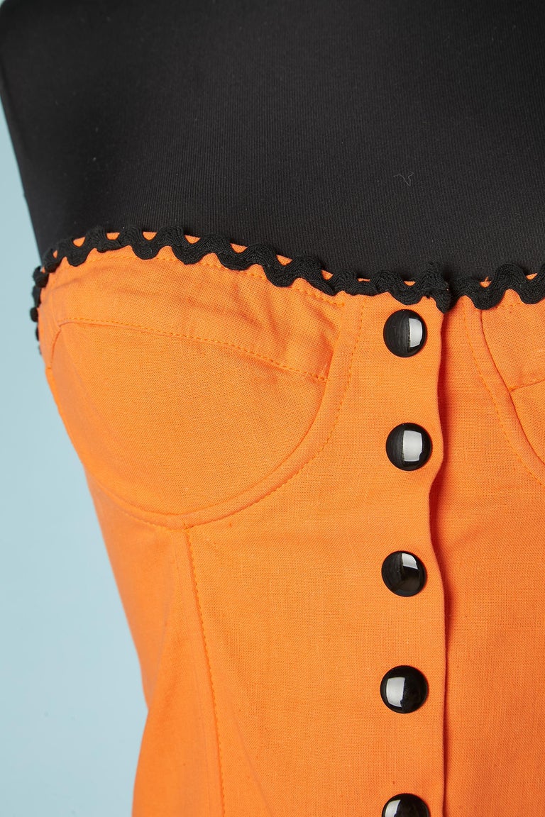 Orange cotton ensemble (boléro, bustier and trouser) For Sale at 1stDibs