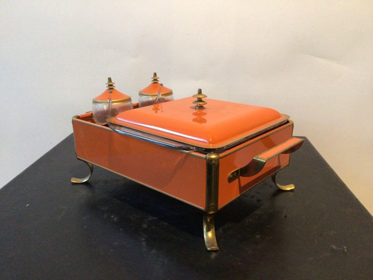 Orange Enamel Fire King Serving Dish For Sale at 1stDibs