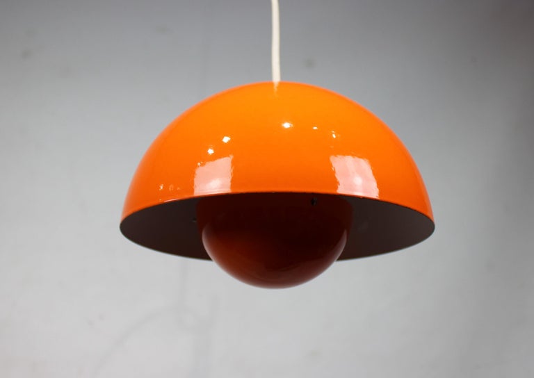 Orange Flowerpot, Model VP1, Pendant Designed by Verner Panton in 1968 ...