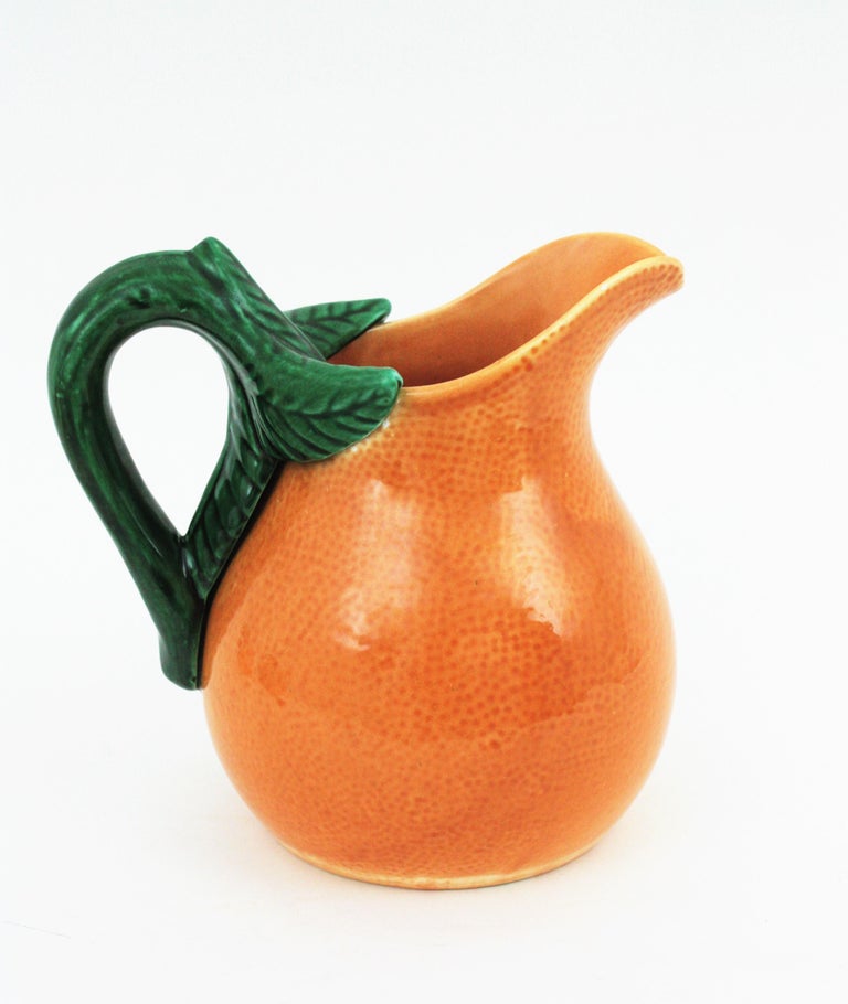 Orange Glazed Ceramic Majolica Coffee or Tea Set for Four For Sale at ...