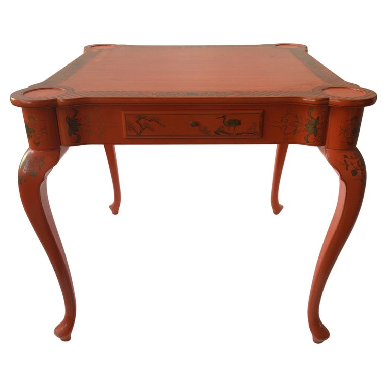Orange Hand Painted Game Table at 1stDibs