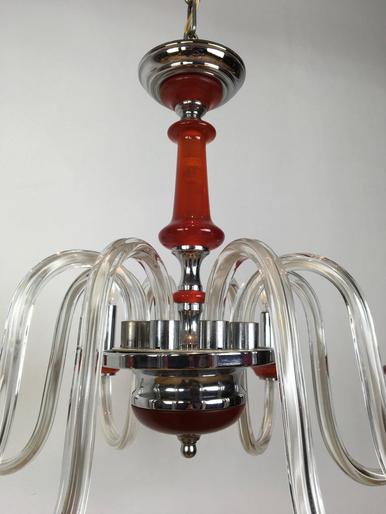 Orange Murano Glass Chandelier, Italy, Mid-20th Century For Sale at ...